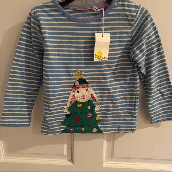 Mini Boden | Shirts & Tops | Mini Boden Bunny Christmas Shirt | Poshmark